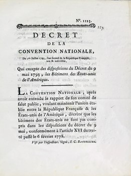 Trade with the United States. Convention Nationale. Decret qui excepte ...