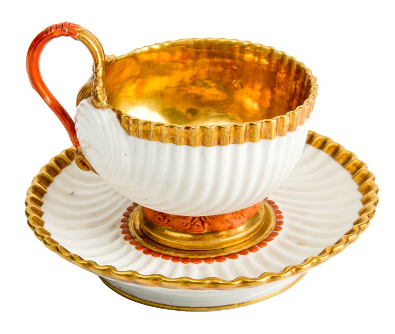 19th Century Russian Popov Porcelain Shell-Shaped Cup and Saucer ...