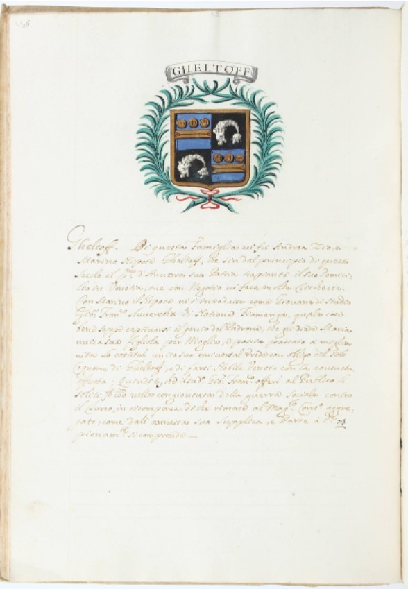 Venetian Manuscript - Morean War. Origine delle famiglie nobili fatte ...